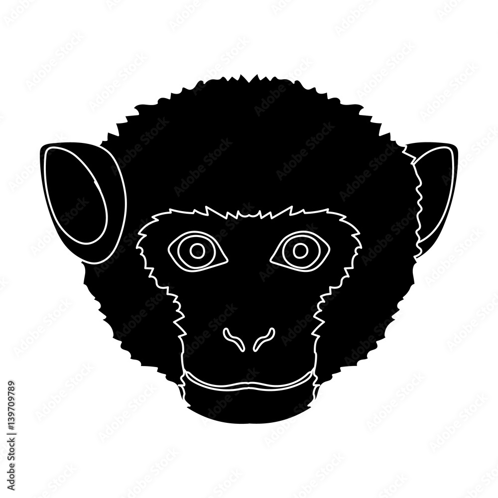 Monkey icon in black style isolated on white background. Realistic ...