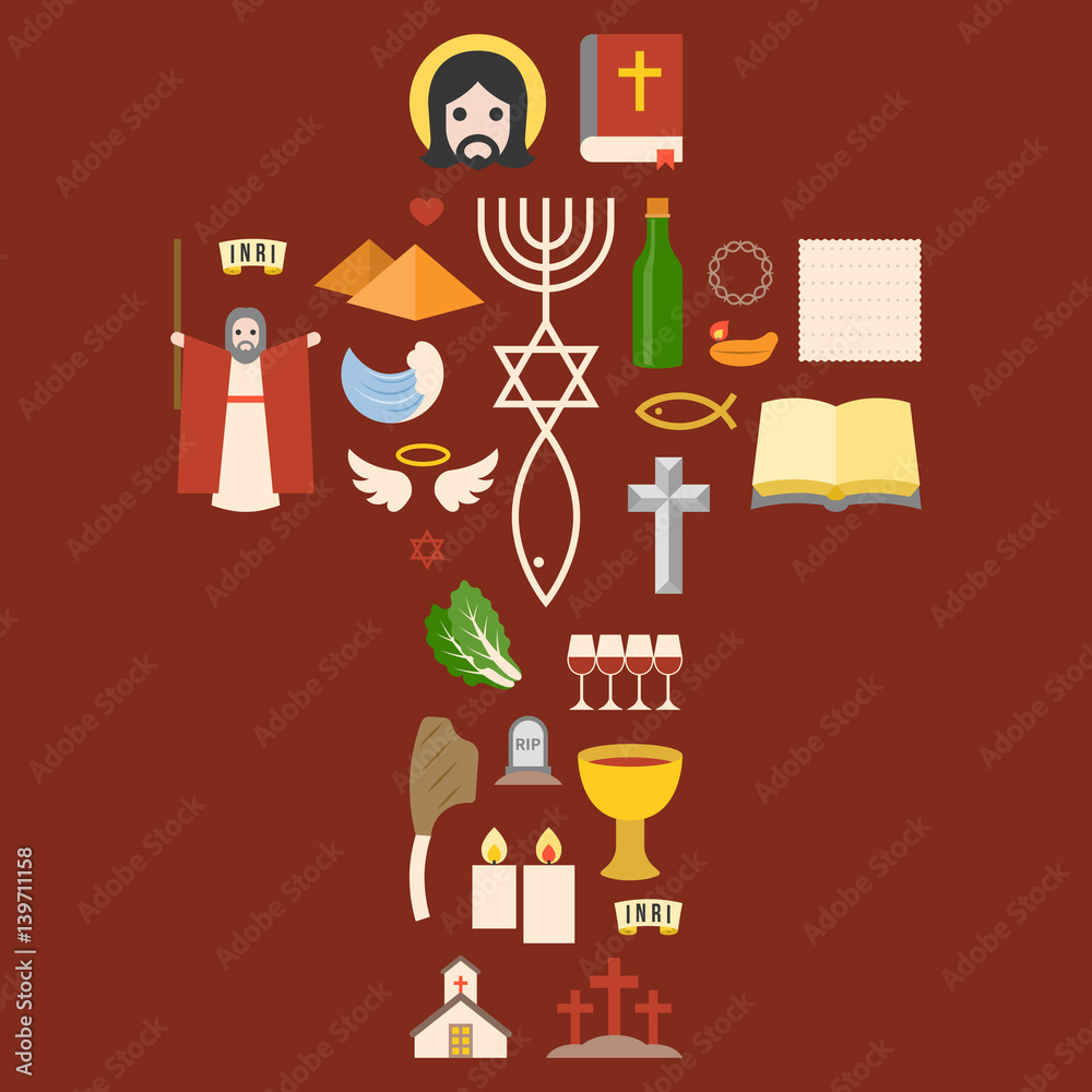 Messianic judaism sign and biblical icon from exodus, arrange as cross ...