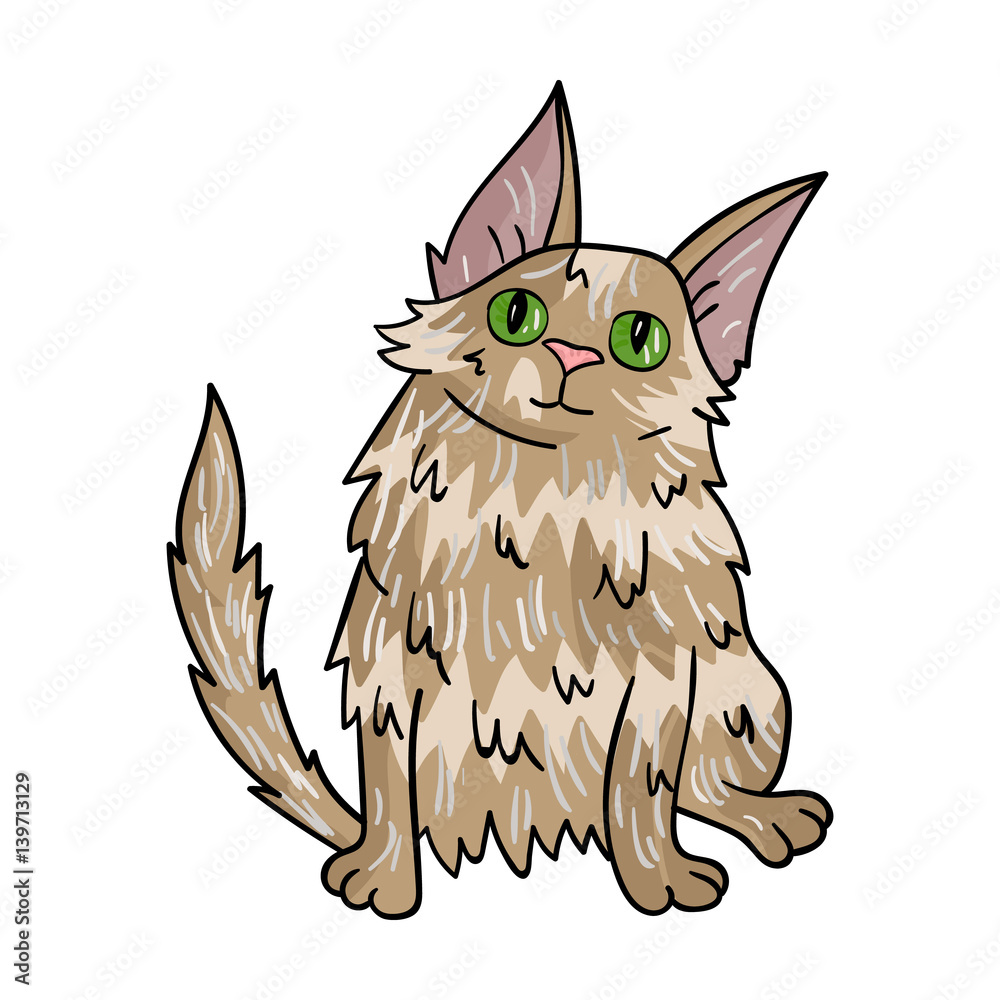 Turkish Angora icon in cartoon style isolated on white background. Cat ...