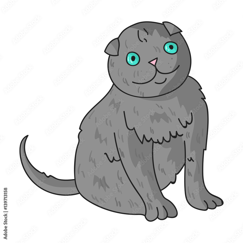 Scottish Fold icon in cartoon style isolated on white background. Cat ...