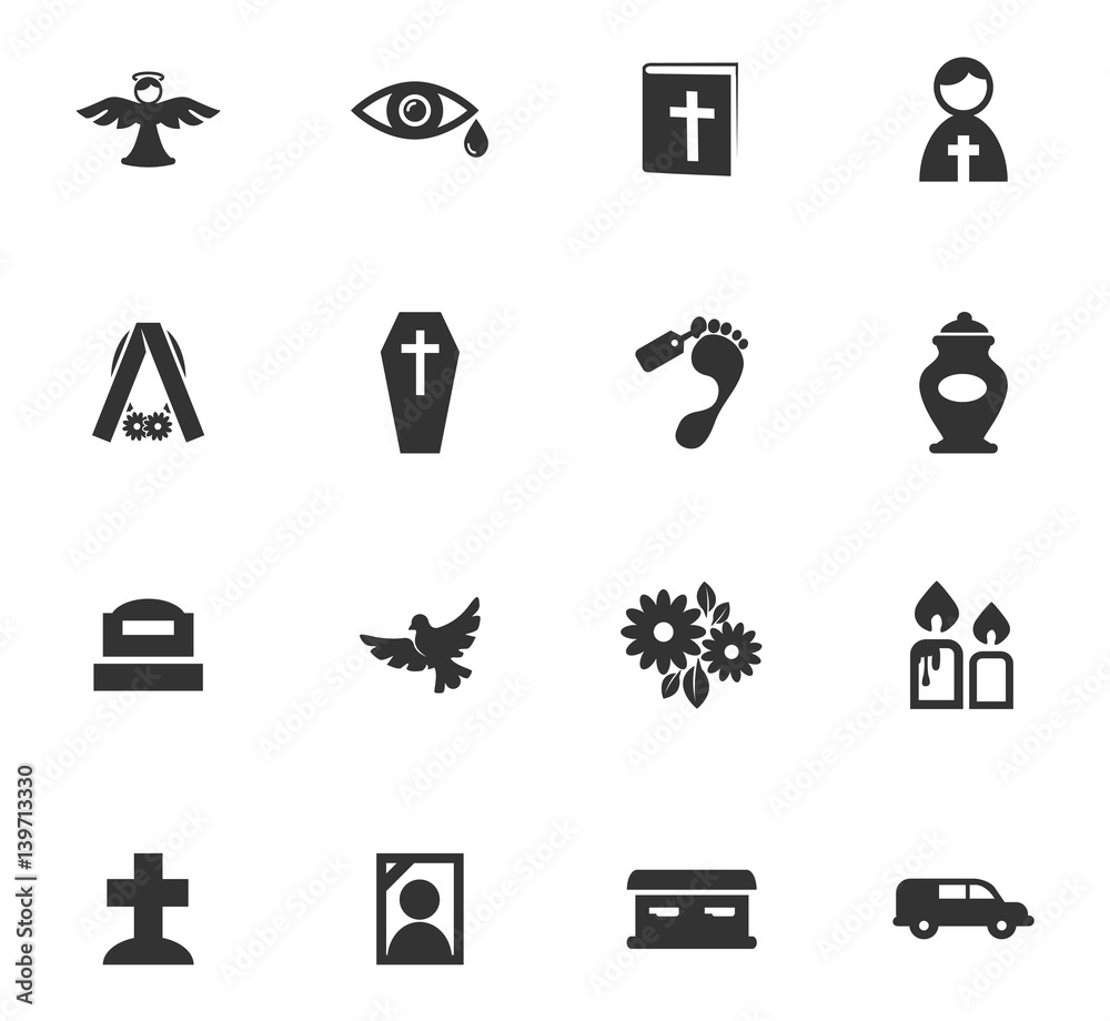 Funeral service icons set Stock Vector | Adobe Stock