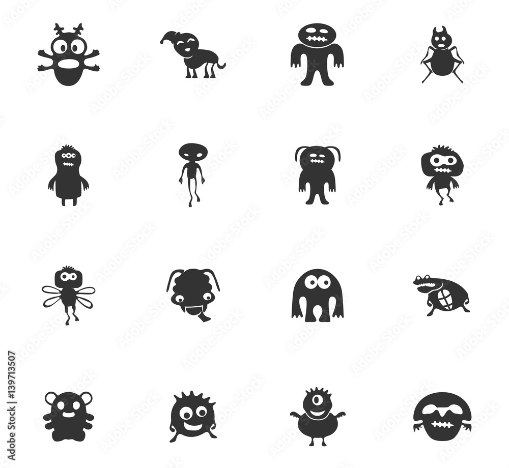Monster icons set Stock Vector | Adobe Stock