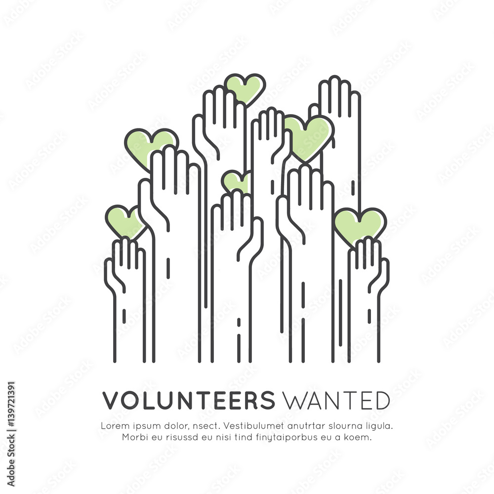 Vector Icon Style Illustration Card or Poster Template with Charity and ...