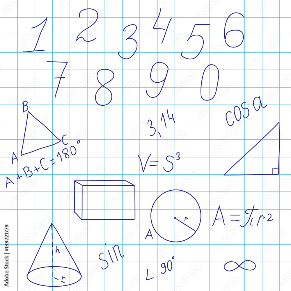 Geometrical background with figures and formulas Stock Vector | Adobe Stock