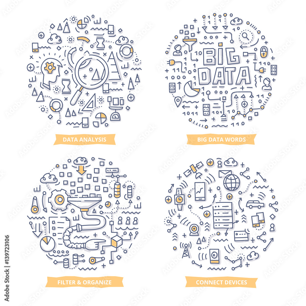Big Data Doodle Illustrations Stock Vector | Adobe Stock