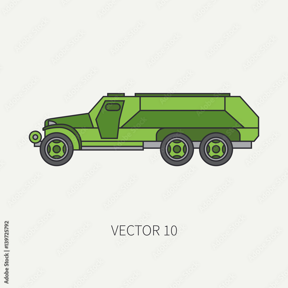Line flat color vector icon infantry assault armored army truck ...