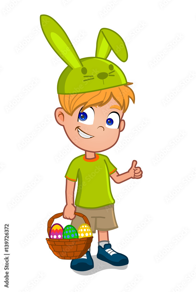 Boy holding Easter basket Stock Vector | Adobe Stock