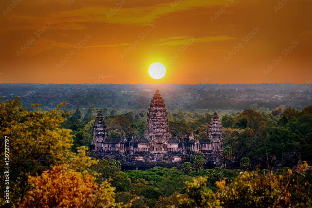 Angkor Wat Temple at sunset, Siem reap in Cambodia. Stock Photo | Adobe ...