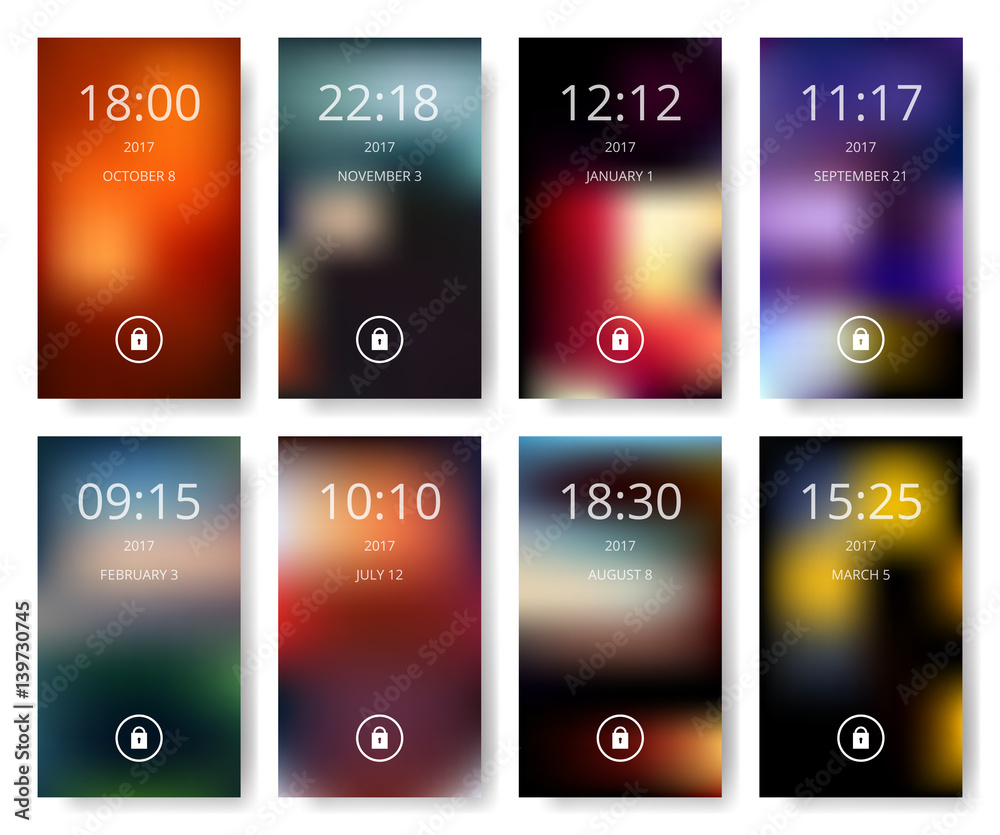 Set of modern user interface, ux, ui screen wallpapers for smart phone ...