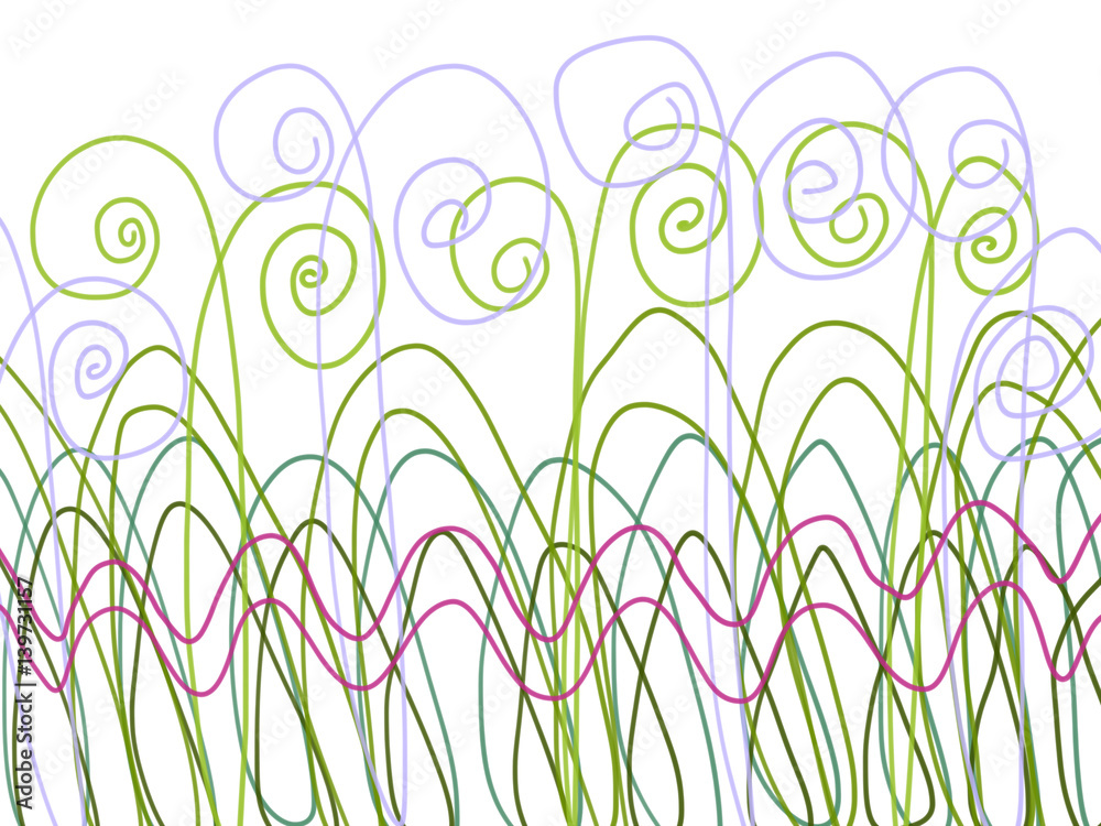 Hand drawn wallpaper of abstract isolated curvy lines as flowers on ...
