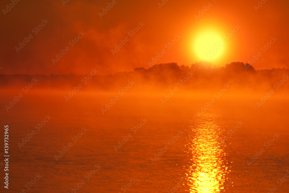 summer sunrise over the water Stock Photo | Adobe Stock