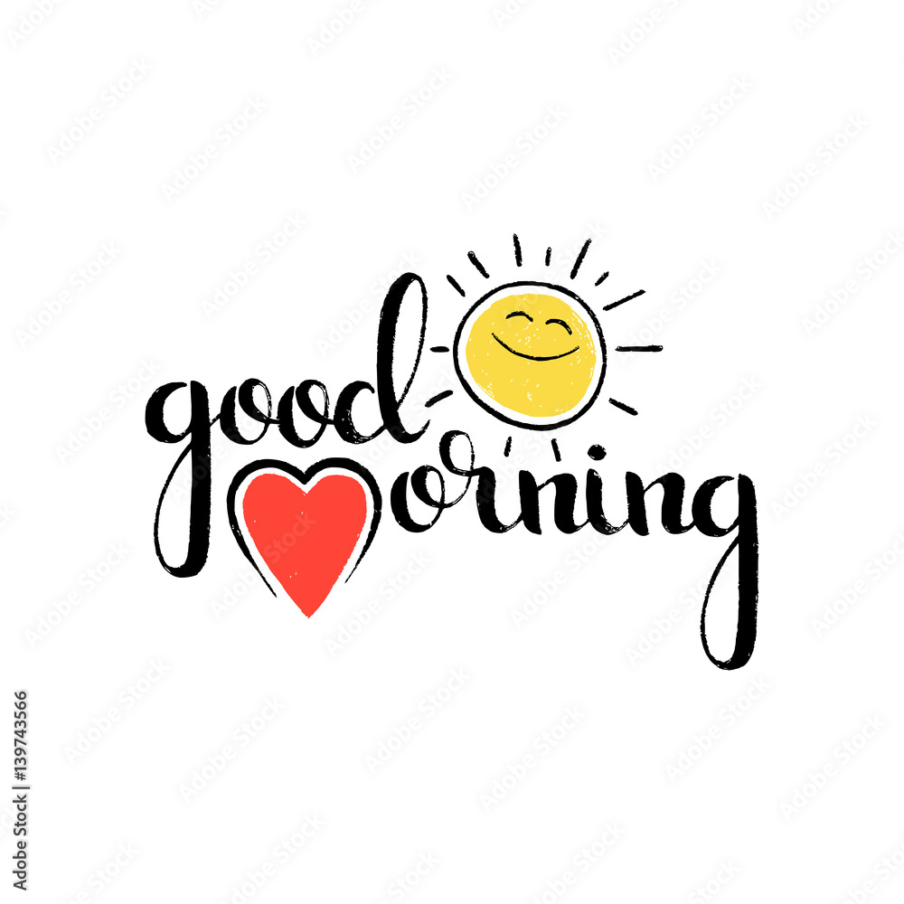 Good morning handwritten lettering Stock Vector | Adobe Stock