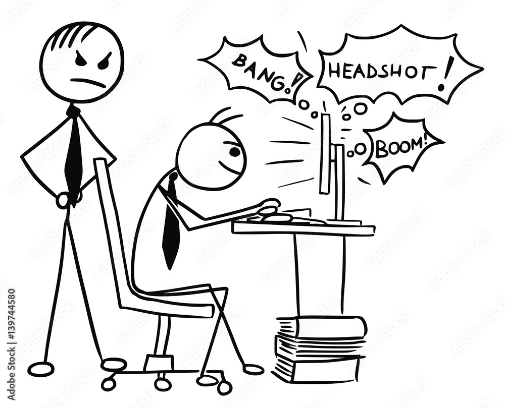 Person Playing Video Games Cartoon