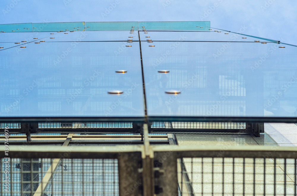 Glass curtain walls. Fasteners Elements of spider glass system. Facade ...