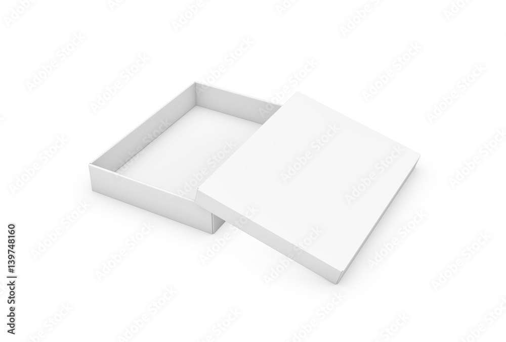 3d rendering of a very slim rectangle box with a lid lying unevenly on ...