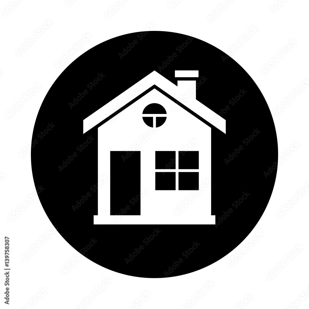 House circle icon. Black, round, minimalist icon isolated on white ...