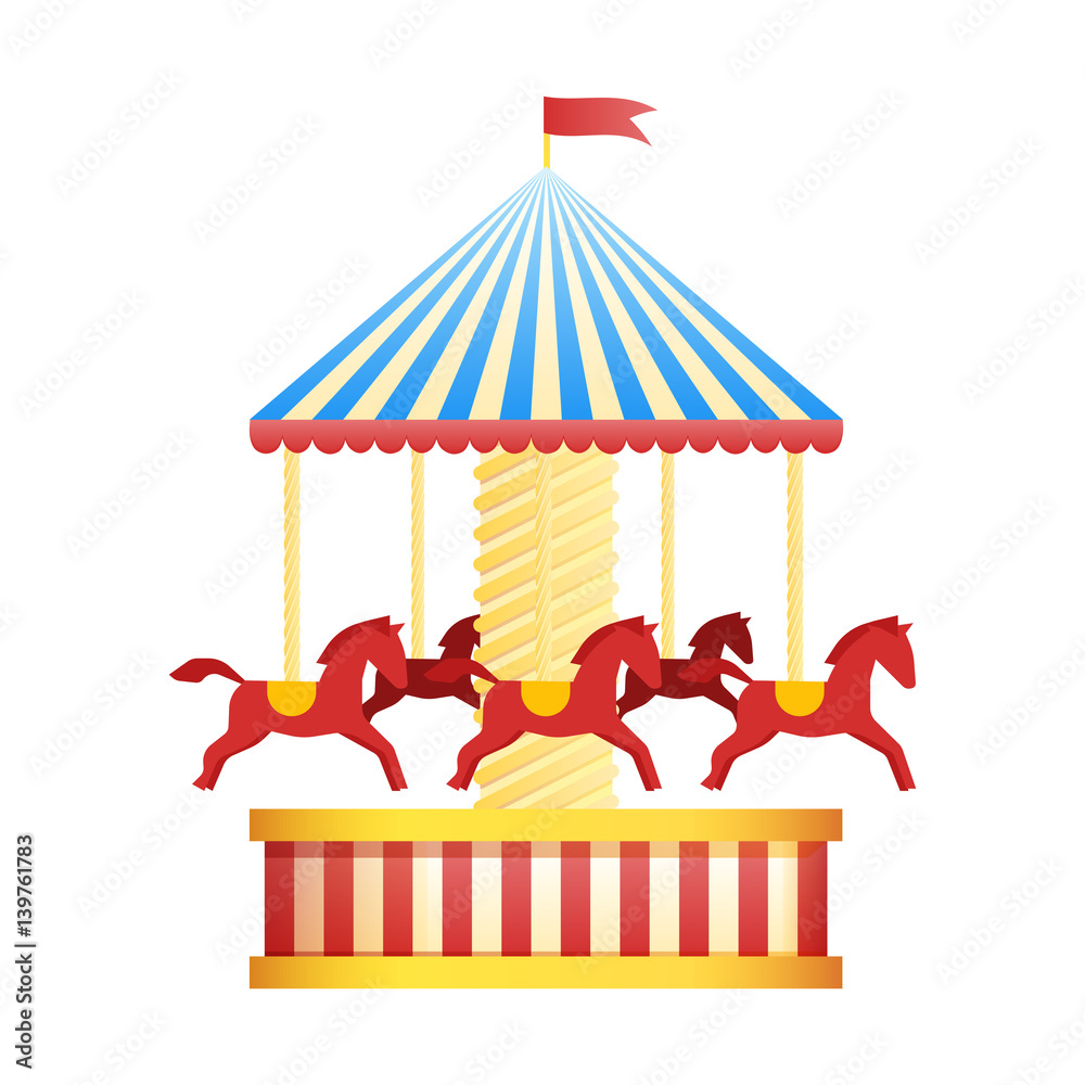 Vintage merry-go-round carousel icon, fair symbol. Amusement park theme ...