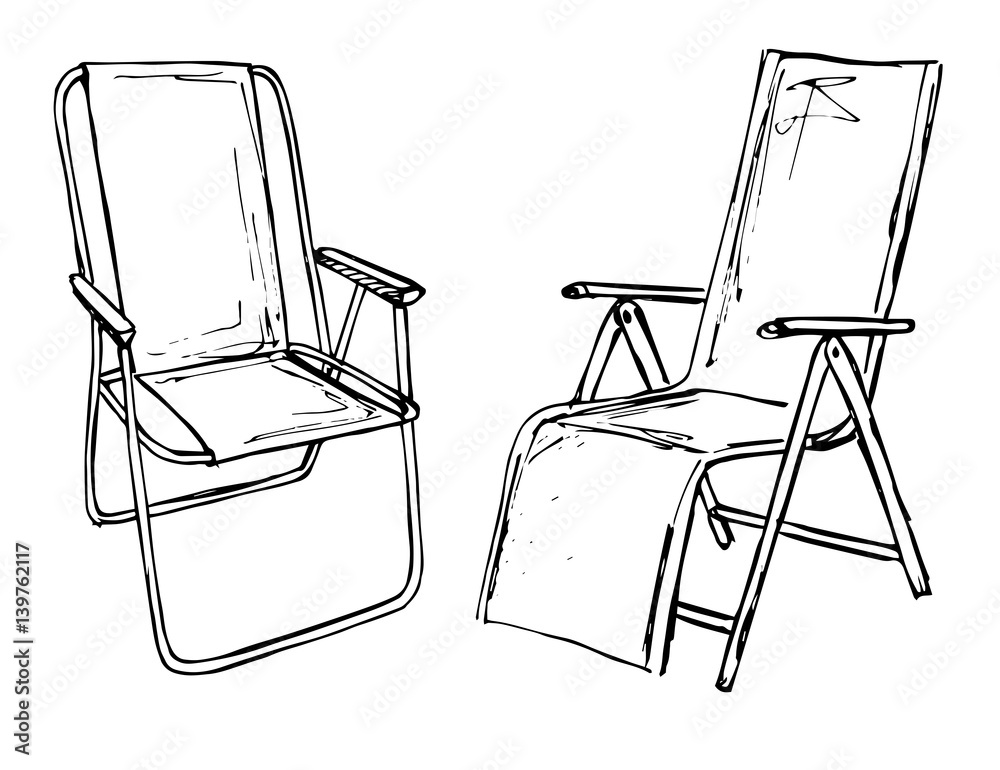 Two folding chairs on a white background isolation. Vector illustration ...