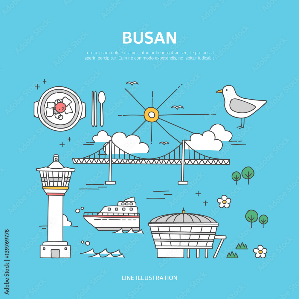 Busan line layer set Stock Vector | Adobe Stock