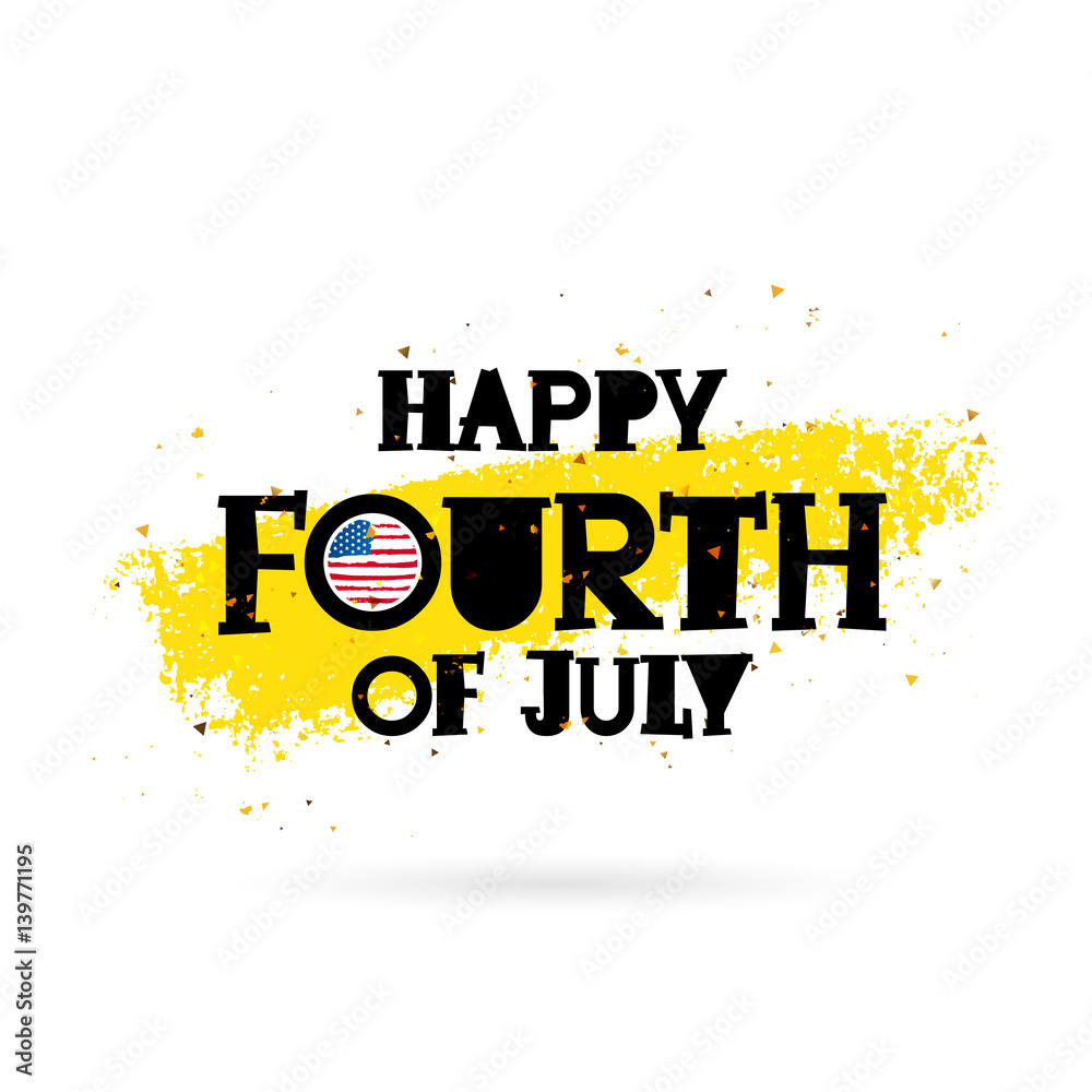 Happy Fourth of July. Lettering. Vector illustration on white ...