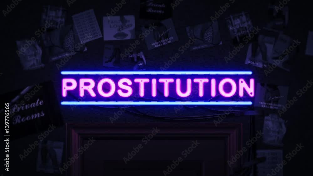Prostitution Neon Sign Turning on and Off Above a Door vídeo de Stock ...