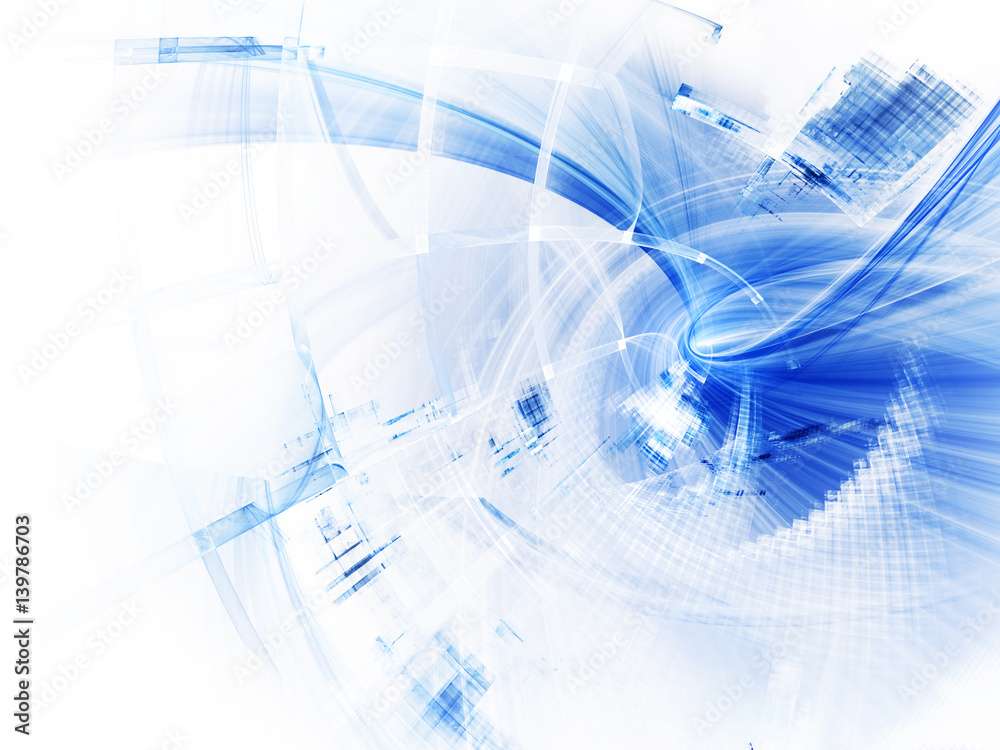 Abstract computer graphics background. Composition of grids, curves and ...