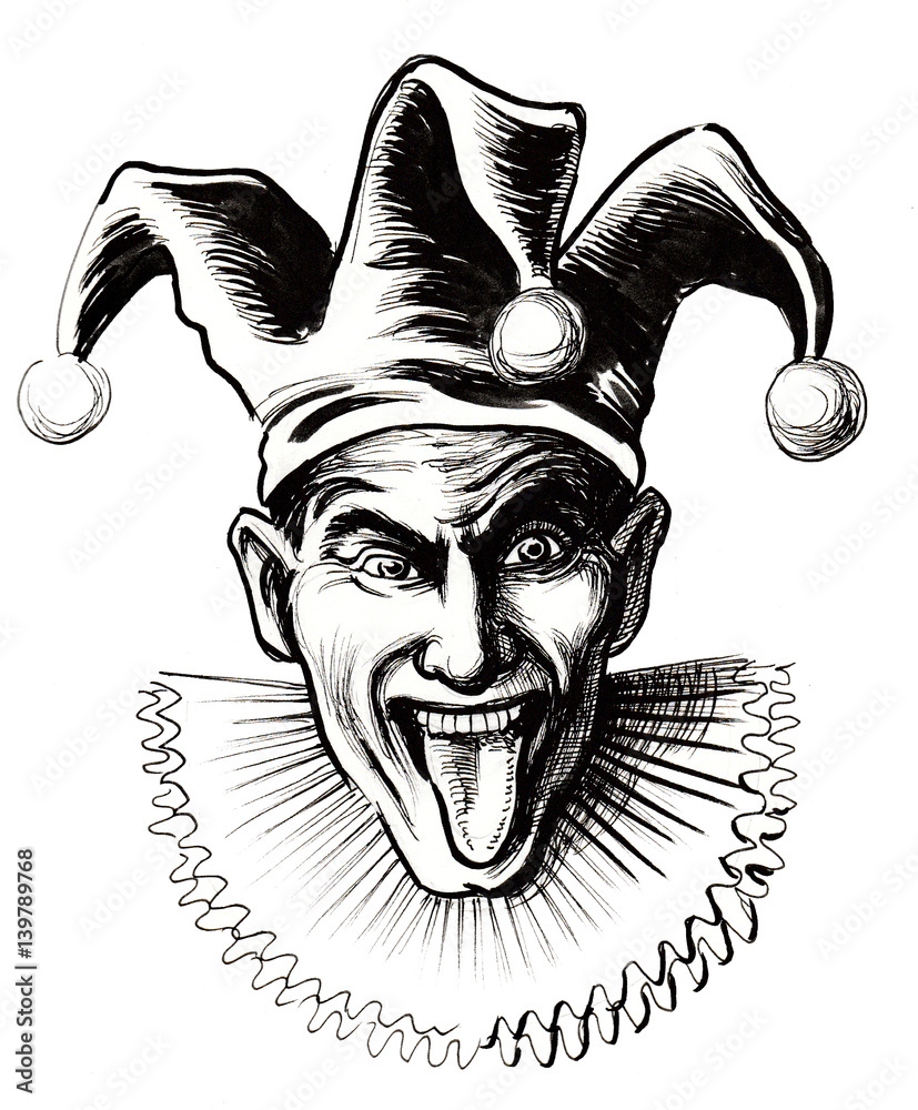 Joker with his tongue out Stock Illustration | Adobe Stock