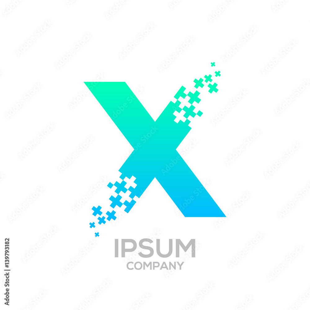 Letter X Pixel logo, Plus sign logo, Medical healthcare hospital symbol ...