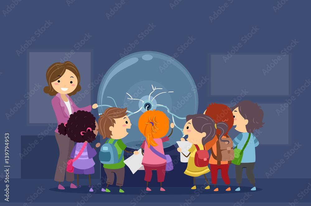Stickman Kids Physics Plasma Ball Stock Vector | Adobe Stock