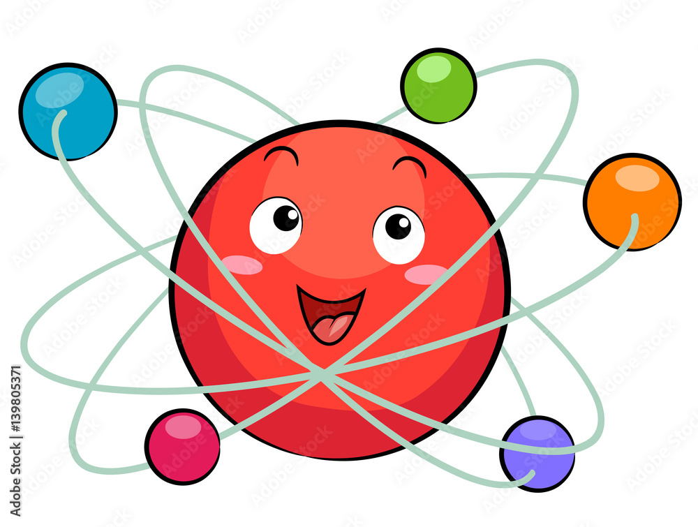 Colorful Atomic Model Mascot Stock Vector | Adobe Stock