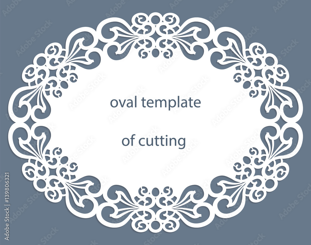 Greeting card with openwork oval border, paper doily under the cake ...