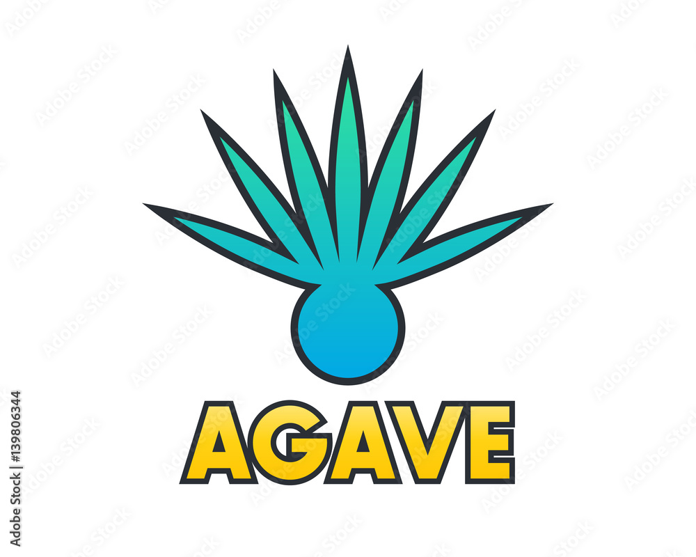 Agave plant element for logo design on white Stock Vector | Adobe Stock