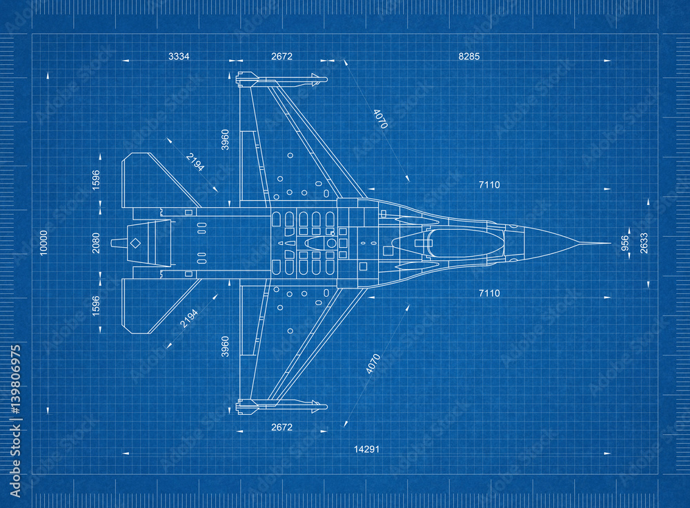 Airplane blueprint Stock Illustration | Adobe Stock