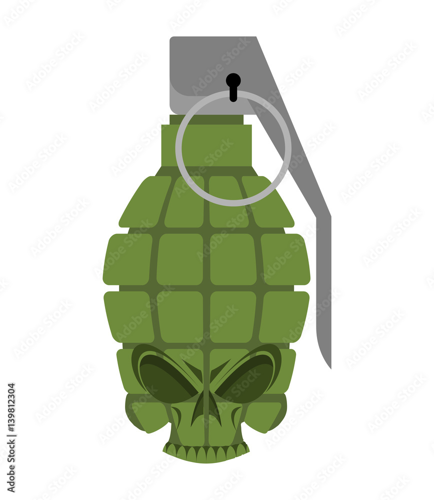 grenade skull. Head skeleton military ammunition. army bomb skull Stock ...