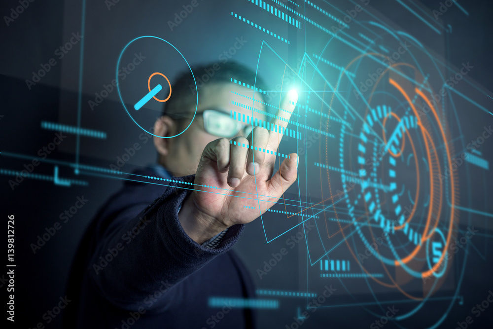 Virtual reality interface, the future of science and technology graphic ...