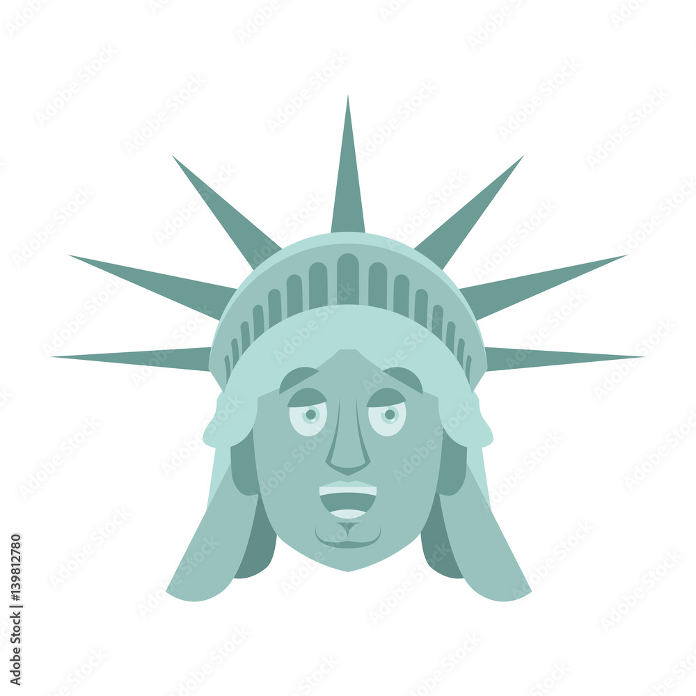 Statue of Liberty happy Emoji. US landmark statue face merry emotion ...
