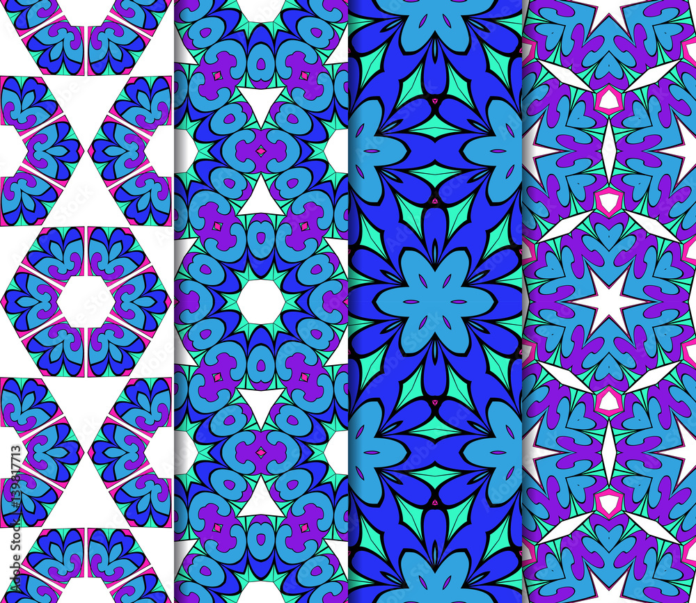set of geometric pattern in floral lace style. Ethnic ornament. Vector ...