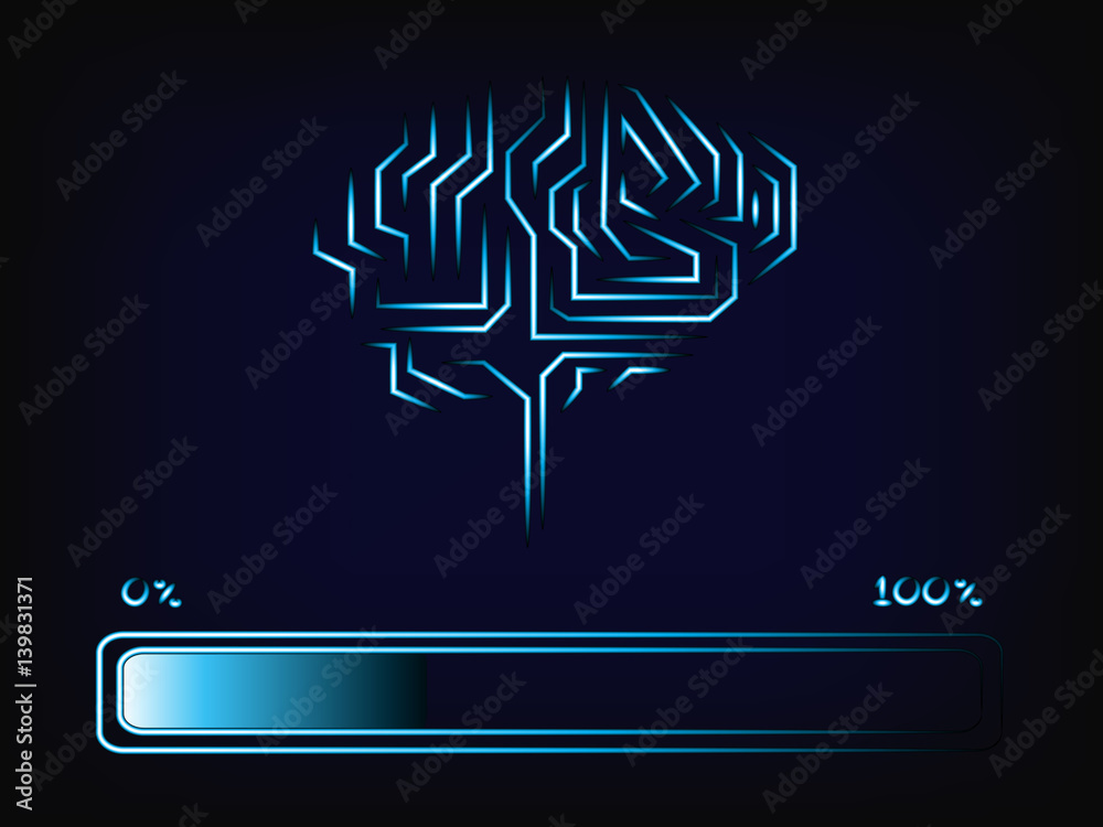 vector electronic brain with progress bar loading Stock Vector | Adobe ...