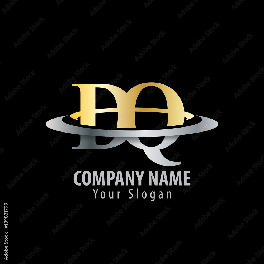 Initial Letter DQ With Overlapping Swoosh Circle Log Stock Vector ...