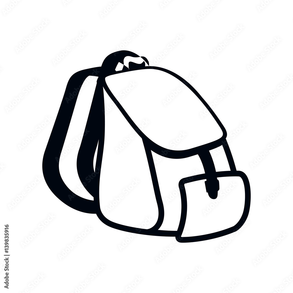 Isolated backpack outline Stock Vector | Adobe Stock