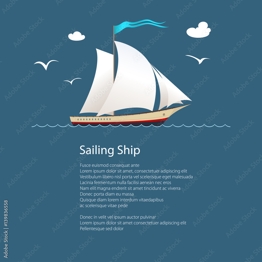 Yacht on the Waves, Sailing Vessel at Sea and, Travel Concept , Poster ...