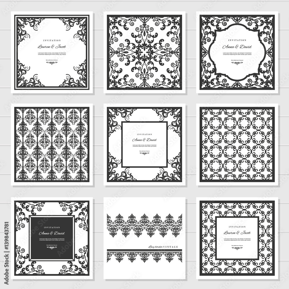 Filigree frames and decorative panels set. Laser cutting design ...