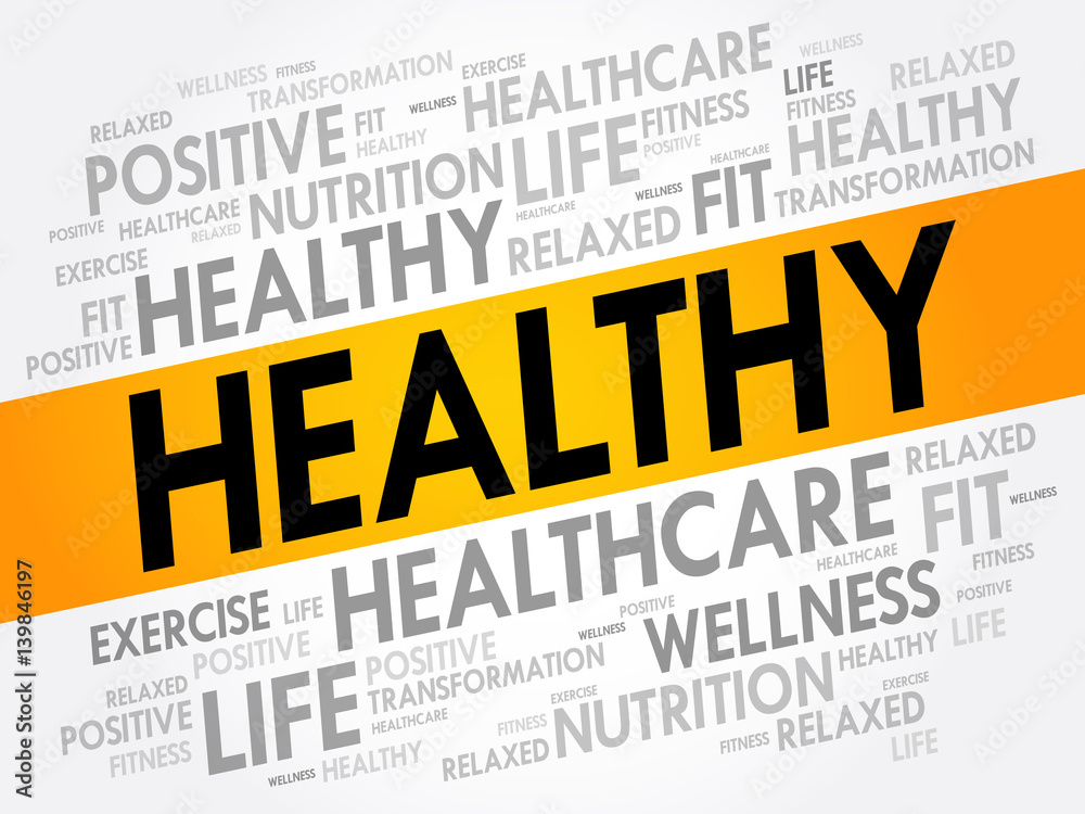 HEALTHY word cloud collage, health concept background Stock Vector ...