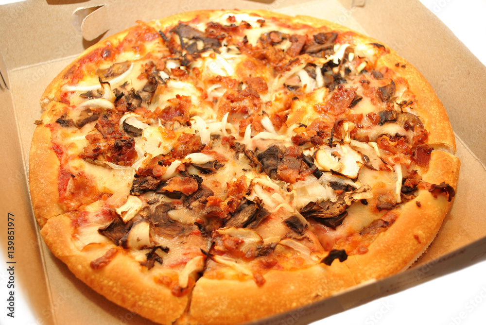 Meaty Take Out Pizza in a Box Stock Photo | Adobe Stock