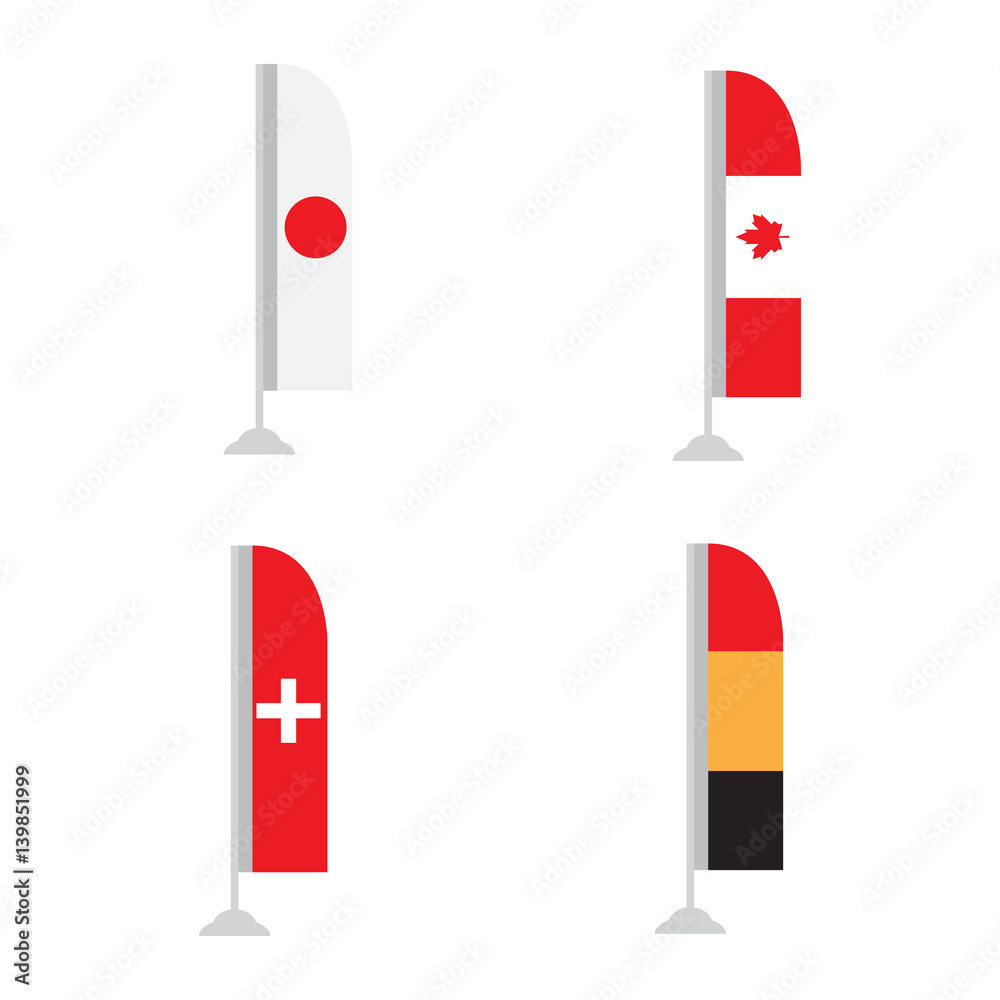 Set of world flags on a white background, Vector illustration Stock ...