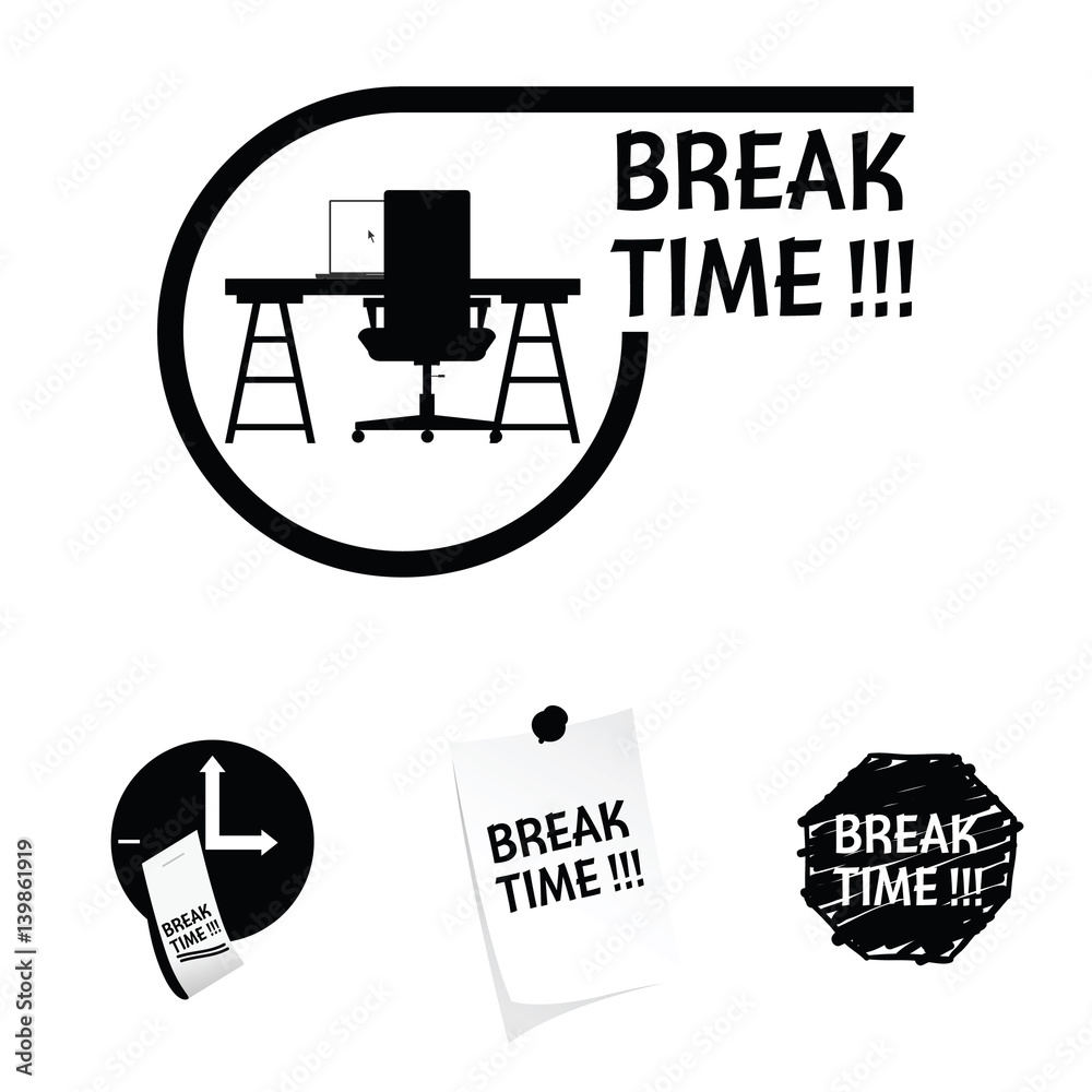 break time icon in black color illustration Stock Vector | Adobe Stock