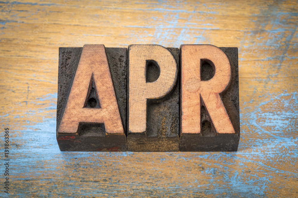 Apr - April month abbreviation in wood type Stock-Foto | Adobe Stock