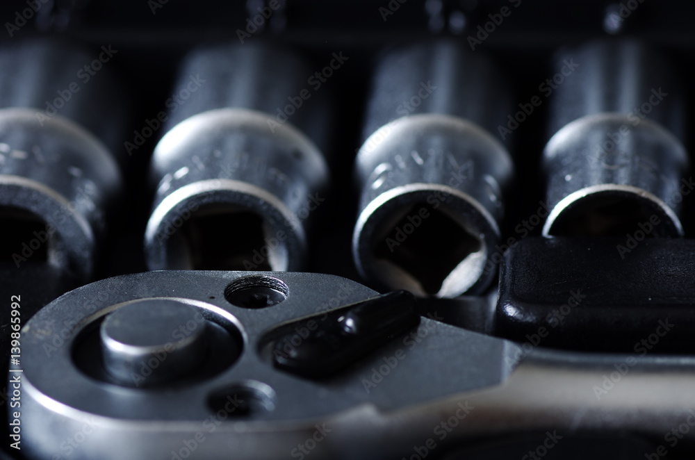 Macro open toolbox. Construction instruments and tools. Set of tools ...