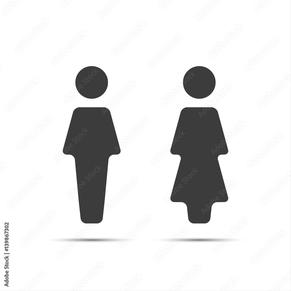 Grey WC icon, toilet icon, men and women sign for restroom, vector ...