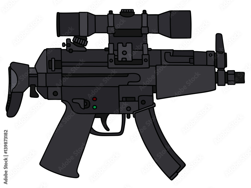 Submachine gun with a telescopic sight Stock Vector | Adobe Stock